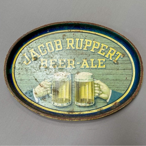 Other | Antique 193s Vintage Oval Jacob Ruppert Beer Ale Tin Metal Tray ...